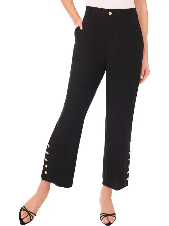 CECE DUPRAZ Button Detailed Straight Leg Pants - Rich Black