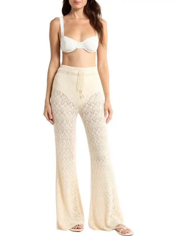 Elan Pointelle Cover-up Pants - Natural