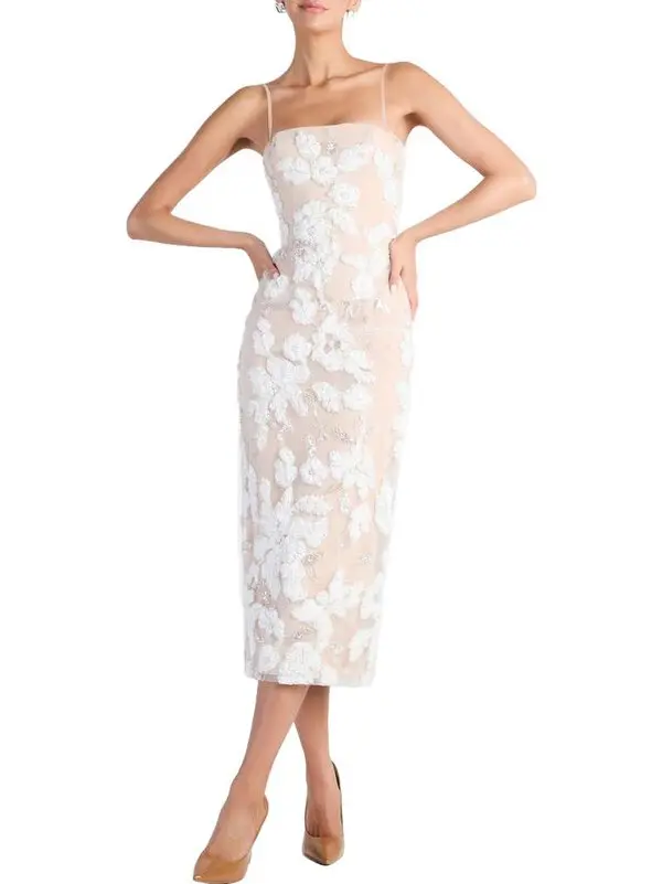 HELSI Gemma Beaded Floral Cocktail Dress - Off White