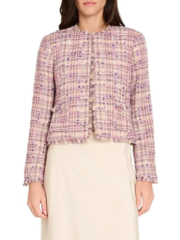 TAHARI ASL Bouclé Crop Jacket - Vanilla Pink