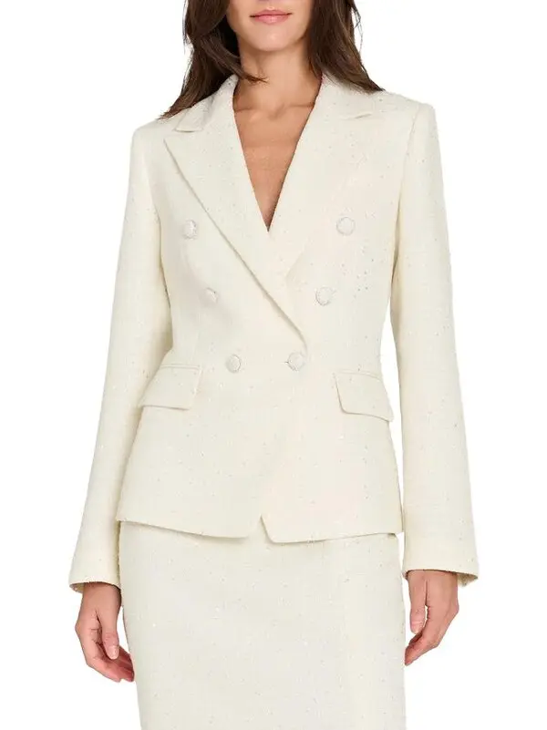 TAHARI ASL Crystal Bouclé Blazer - Vanilla