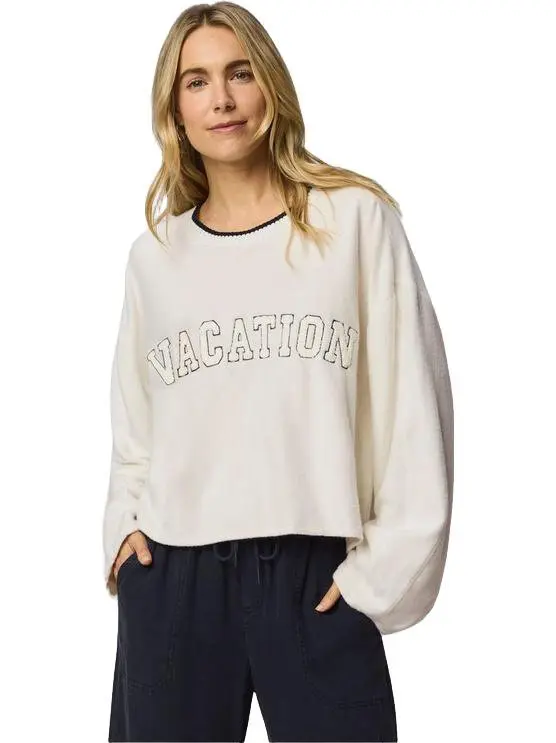 Splendid Vacation Graphic Pullover - Neutral