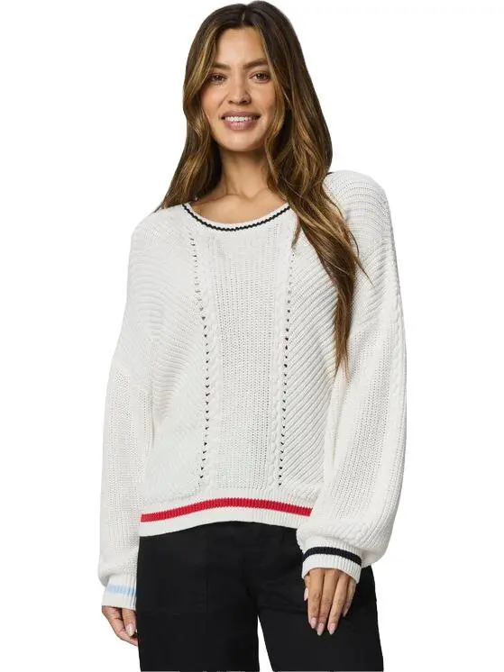Splendid Vienna Tipped Chunky Knit Pullover Sweater - Multicolor / White