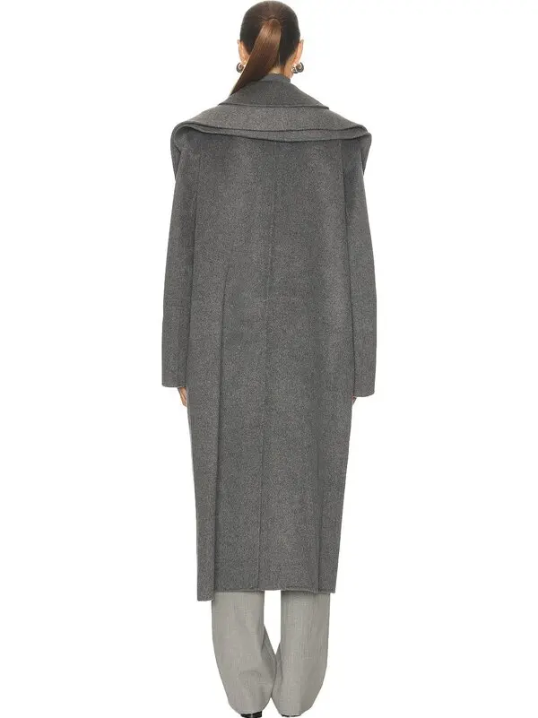 RÓHE Signature Double Faced Scarf Coat - Mid Grey Melange