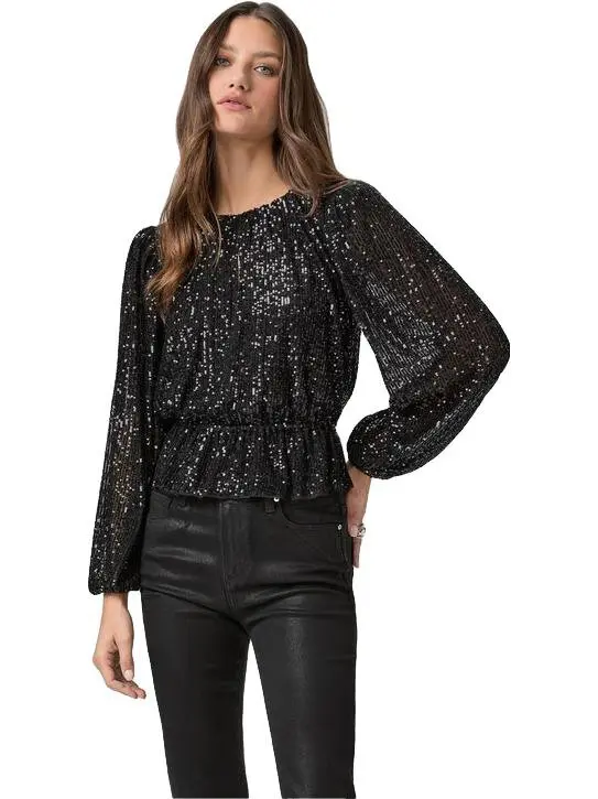 Paige Vilma Sequined Top - Black
