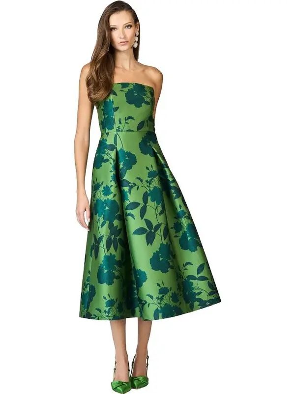 Sachin & Babi Shay Strapless Tea-length Dress - Green