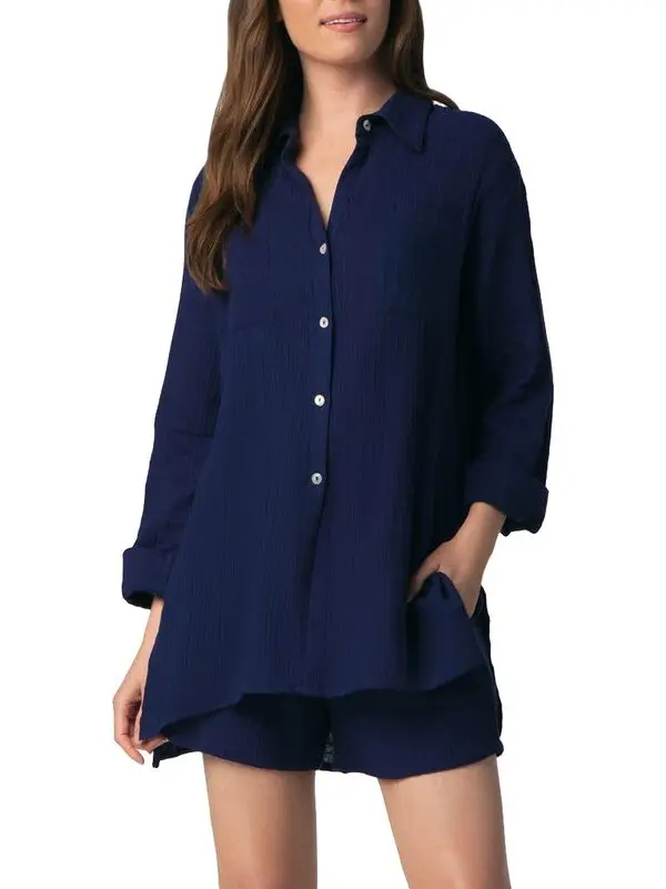Helen Jon Island Cotton Shirt - Navy