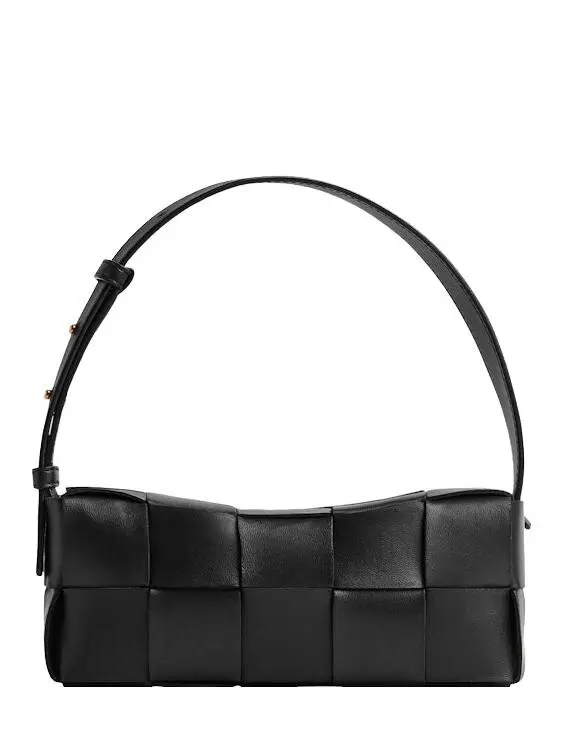Bottega Veneta Small Intreccio Brick Cassette Shoulder Bag - Black