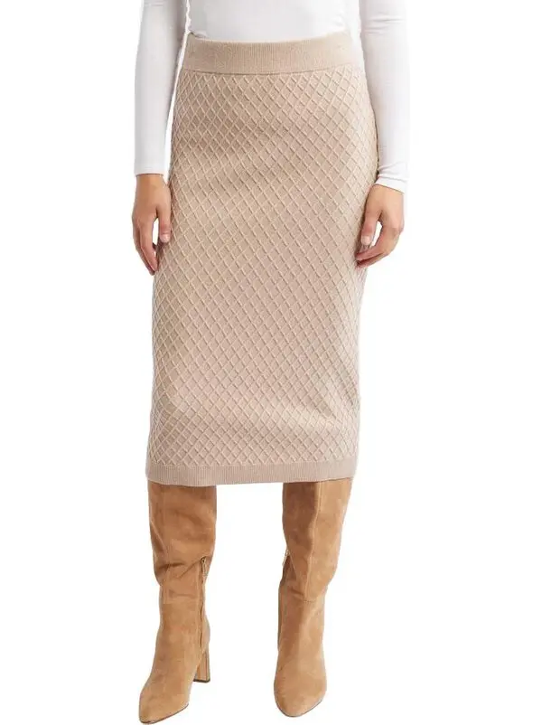 Anne Klein Diamond Stitch Sweater Skirt - Latte