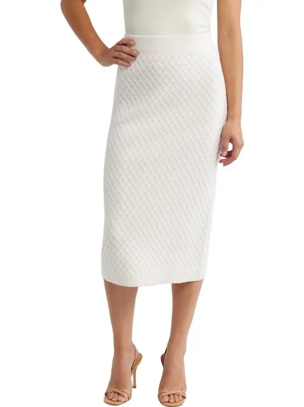 Anne Klein Diamond Stitch Sweater Skirt - White Dove
