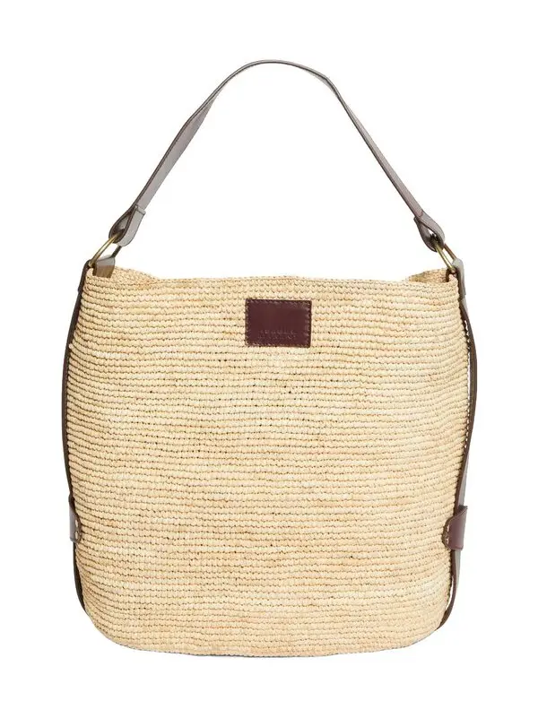 Isabel Marant Bayia Crocheted Raffia Tote - Anthracite/burgundy