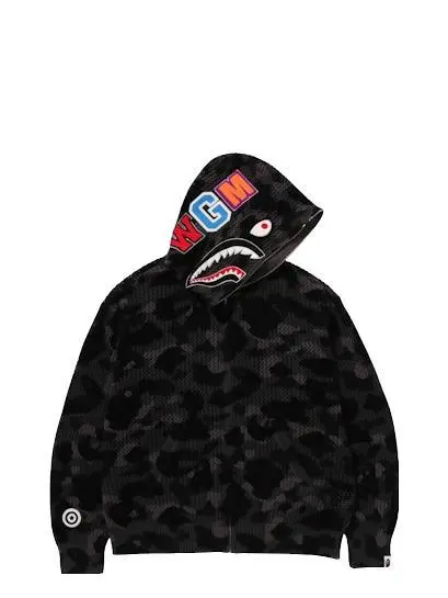 BAPE Abc Camo Crochet Shark Hoodie - Black
