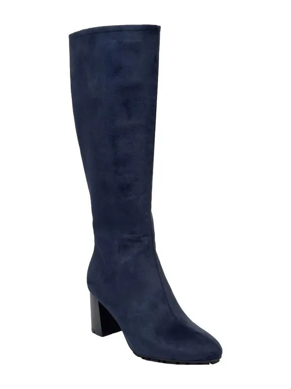 Aerosoles Brynn Block Heel Boot - Navy Suede