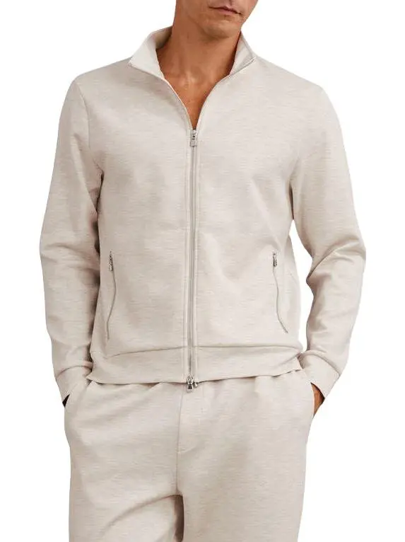 REISS Cortona Zip-up Sweatshirt - Oatmeal