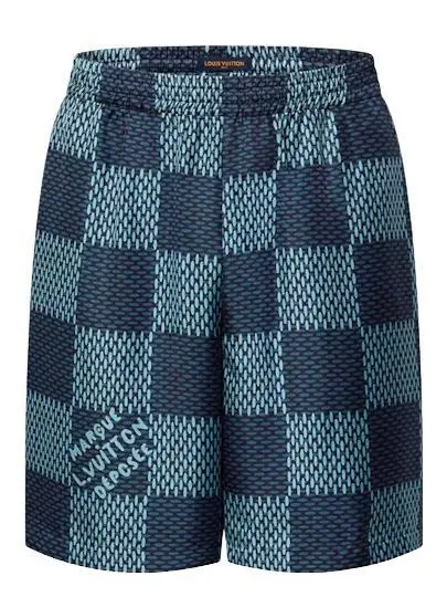 LOUIS VUITTON Damier Silk Shorts - Blue Haze