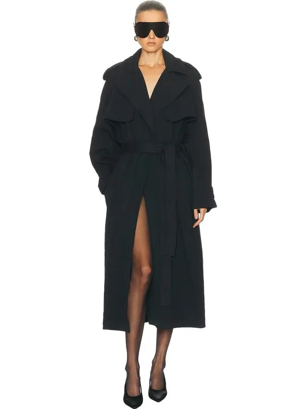 SKIMS Boyfriend Fleece Trench Coat - Onyx