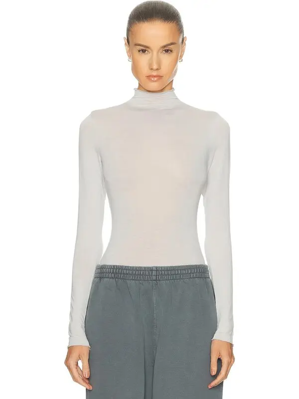 SKIMS Sheer Modal Long Sleeve Turtleneck Bodysuit - Mist