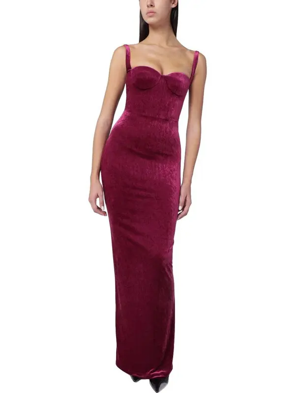 Balenciaga Long Velvet Dress - Burgundy