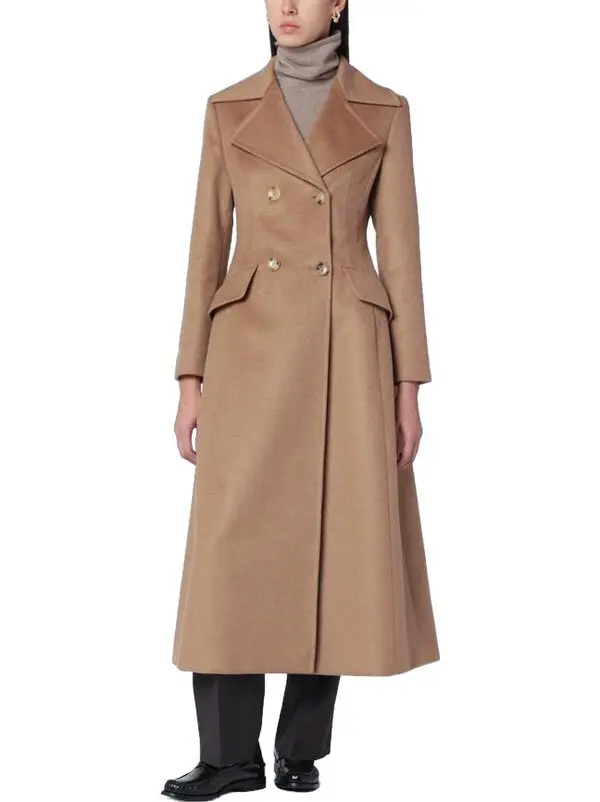 Max Mara Long Double-breasted Wool Coat - Beige