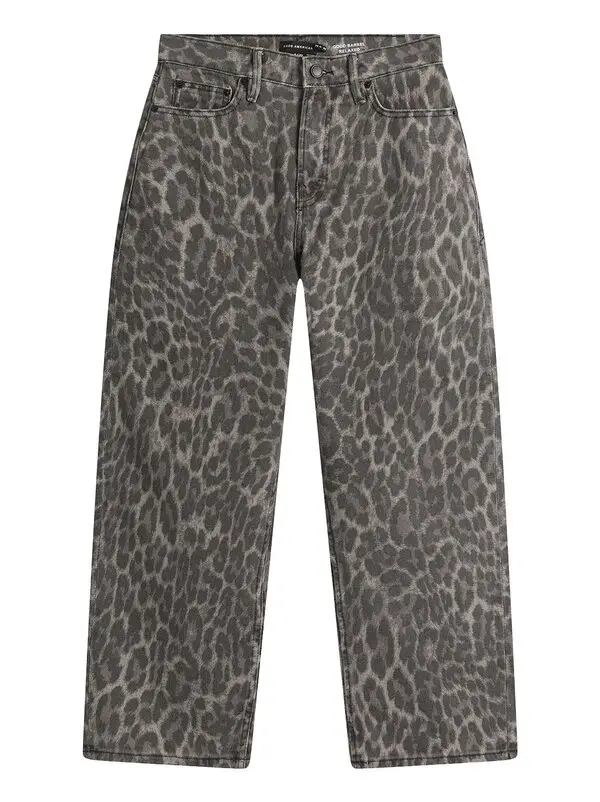 Good American Good Standard Barrel Jeans - Grey Lucky Leopard