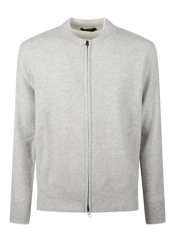 ARAGONA Full Zip Cashmere Sweater - Grey