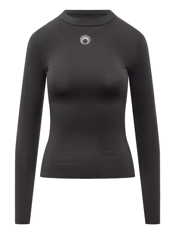 MARINE SERRE Logo Long-sleeved Top - Black