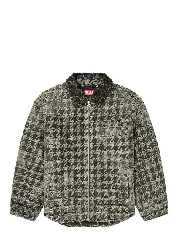 Diesel Houndstooth Denim Jacket - Black