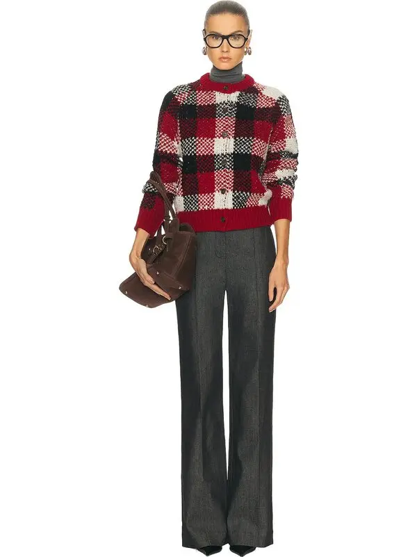 Guest In Residence Buffalo Plaid Cardigan - Ruby Combo