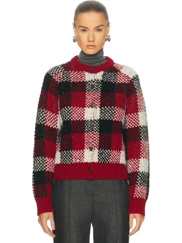 Guest In Residence Buffalo Plaid Cardigan - Ruby Combo
