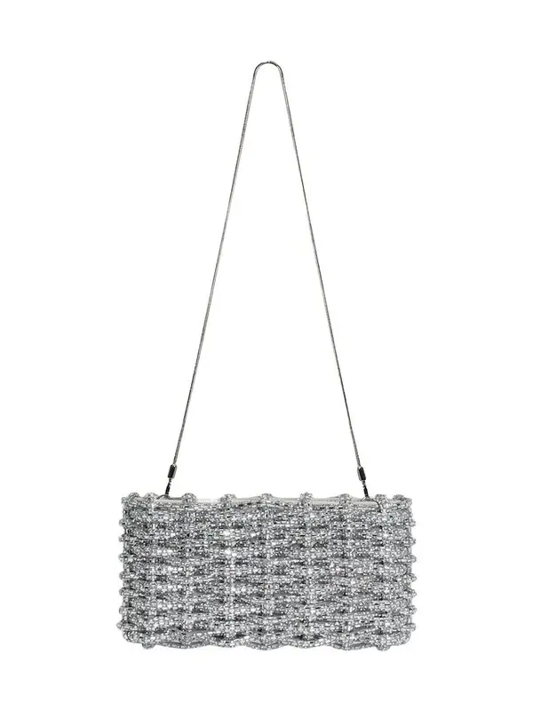 Simkhai Morgan Rhinestone-embellished Woven Clutch - Silver