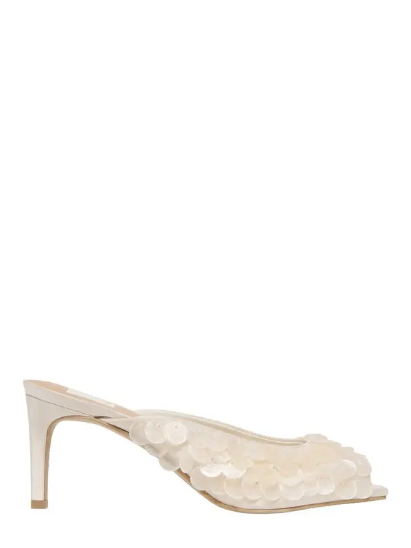 DOLCEVITA Samary Confetti Heeled Mules - Off White Satin