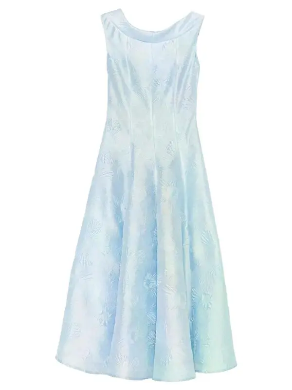 Talbot Runhof Floral-embroidered Dress - Blue