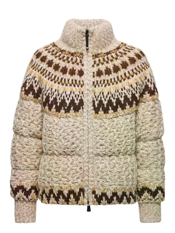 Moncler Patterned Zip Cardigan - Neutrals