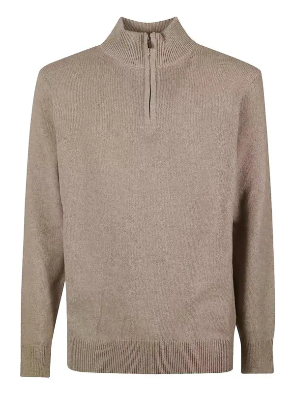 ARAGONA Zip Cashmere Knitwear - Neutrals
