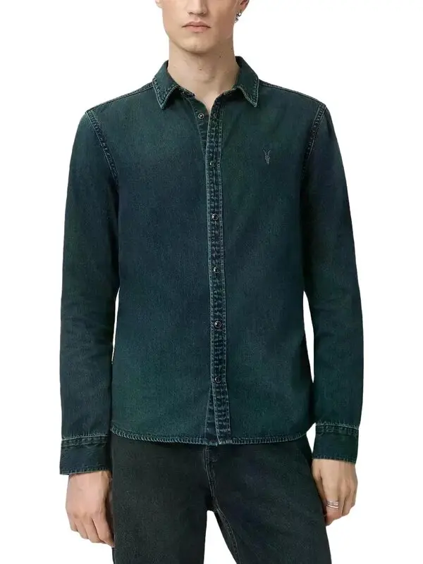 ALLSAINTS Gleason Ramskull-embroidered Shirt - Green