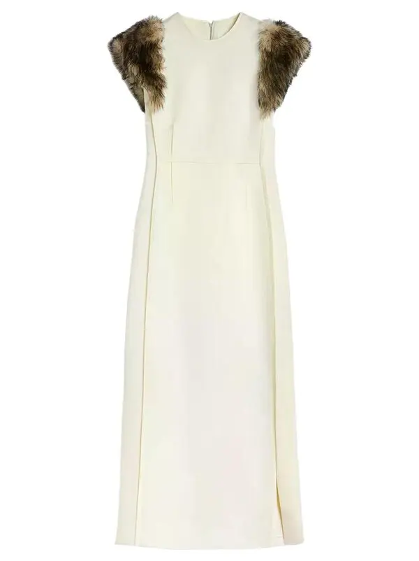 JIL SANDER Fur-trimmed Sleeveless Maxi Dress - Neutrals