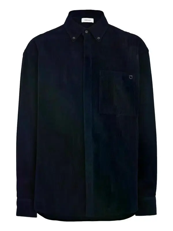 FERRAGAMO Corduroy Pocket Velvet Shirt - Blue