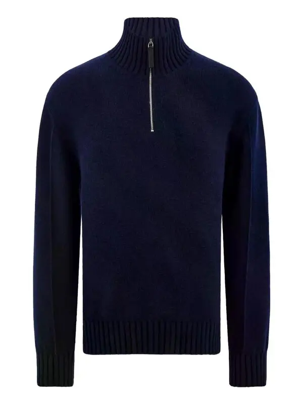 FERRAGAMO Ribbed High Neck Pullover - Blue