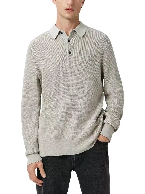 ALLSAINTS Aspen Long-sleeve Polo Shirt - Grey