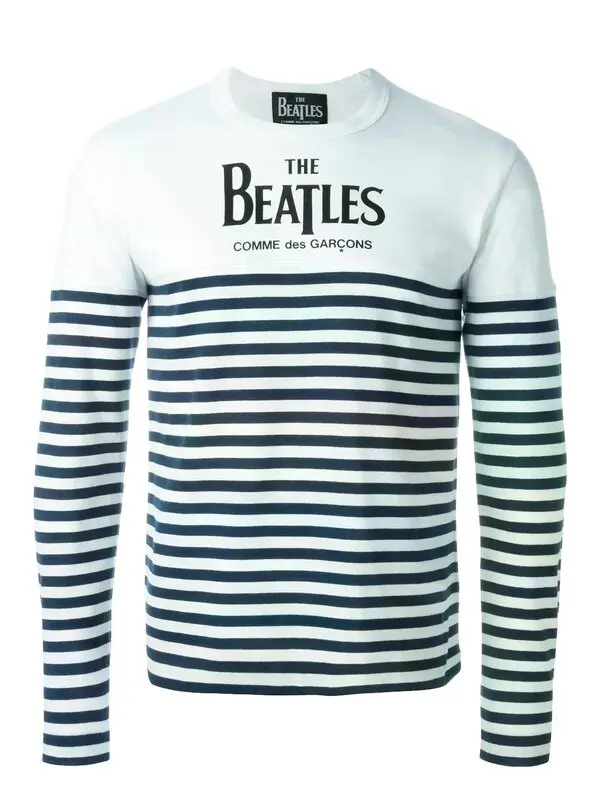 Comme Des Garçons Striped Longsleeved T-shirt - White