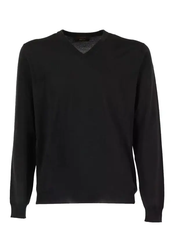 ZANONE V-neck Fine Knit Sweater - Black