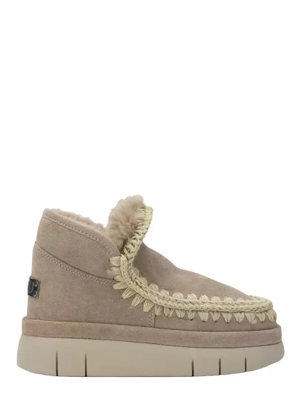 Mou Crochet-trim Platform Boots - Neutrals