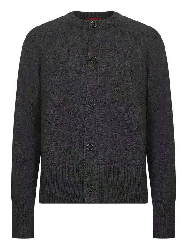 Gucci Button Interlocking Logo Embroidery Cardigan - Grey