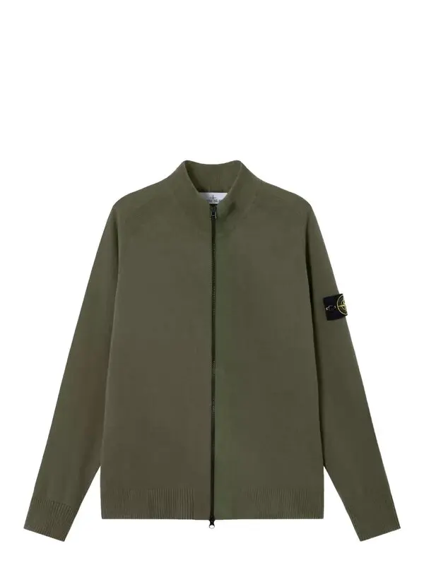 Stone Island Logo-badge Zip-fastening Cardigan - Green
