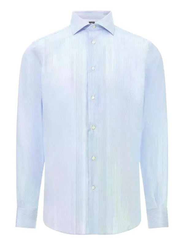 Boggi Milano Striped Cotton Shirt - Blue