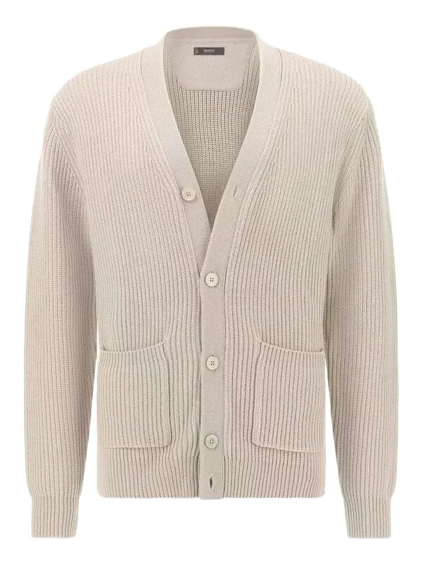 Boggi Milano Ribbed Knit Cardigan - Neutrals
