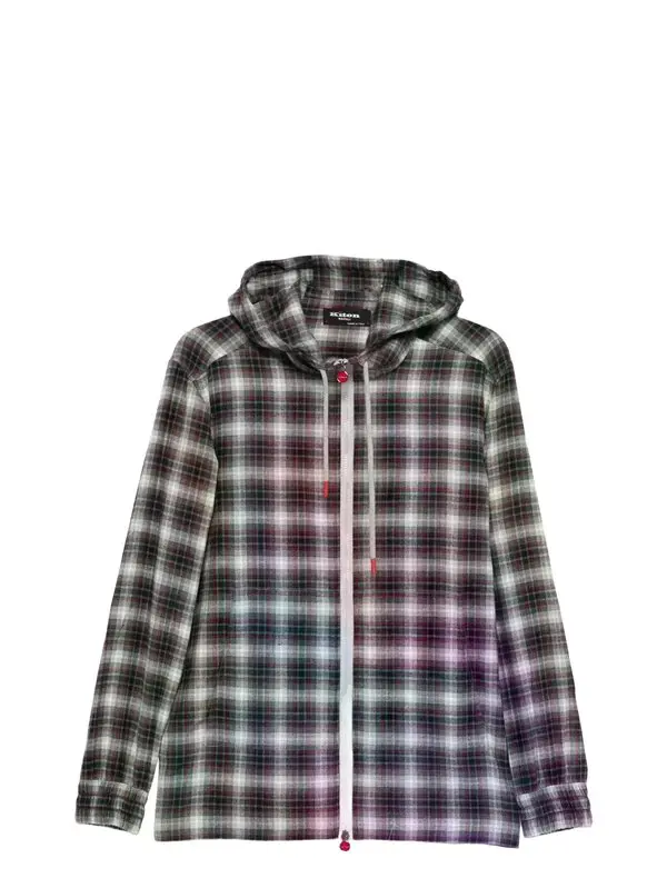 Kiton Checked Hoodie - Grey