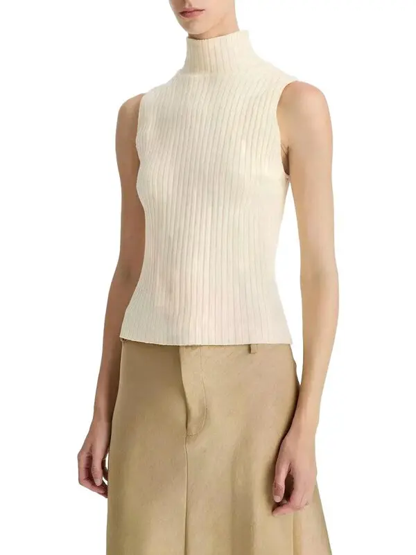 Vince Sleeveless Turtleneck Top - Neutrals