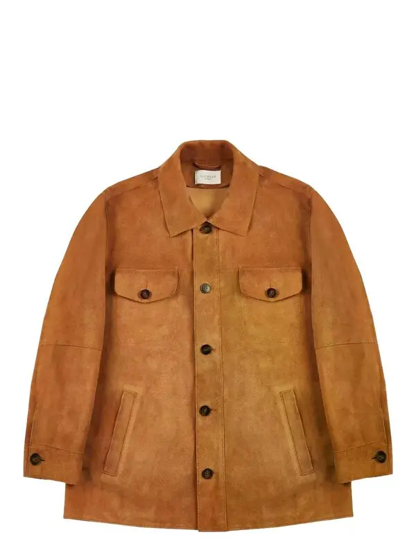 Montedoro Buttoned Suede Jacket - Brown