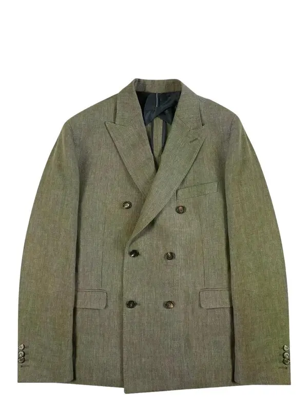 SLOWEAR Double-breasted Linen Blazer - Green